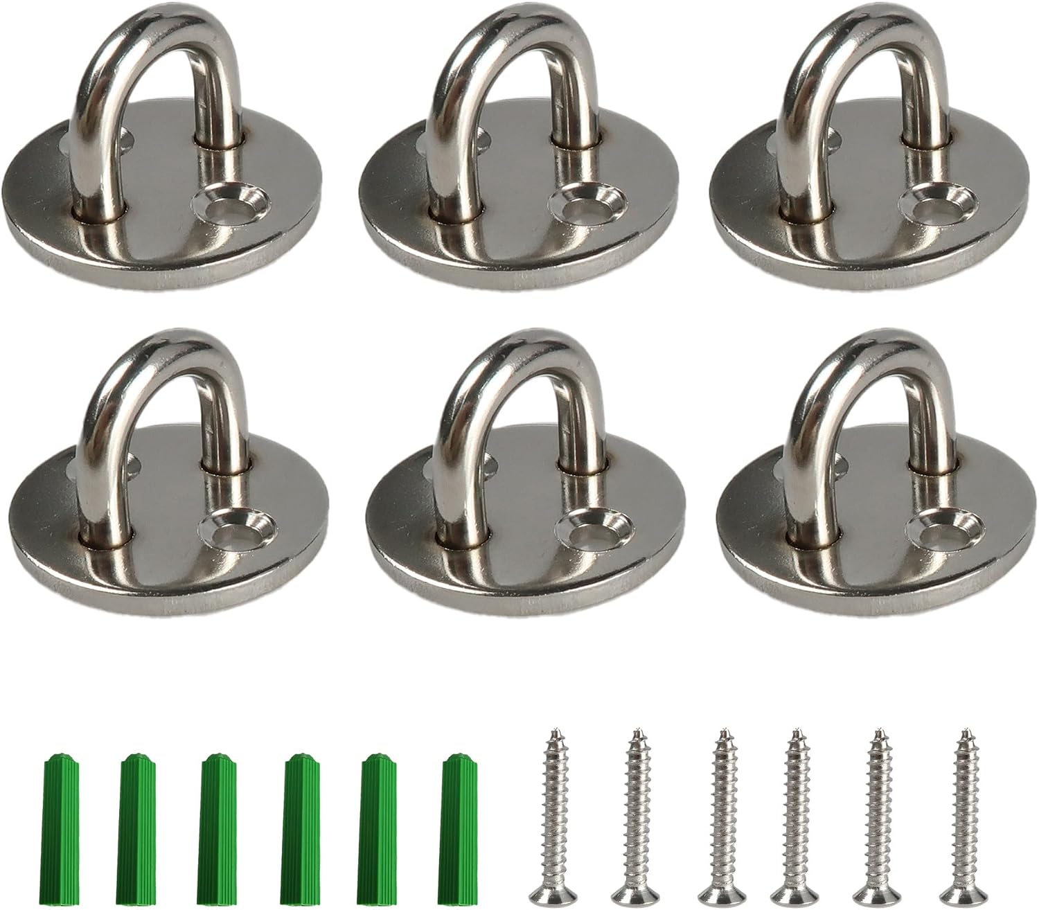 Amazon.com: JAKOUE 6 Sets Silver Heavy Duty Round Plate U Hooks,Marine ...