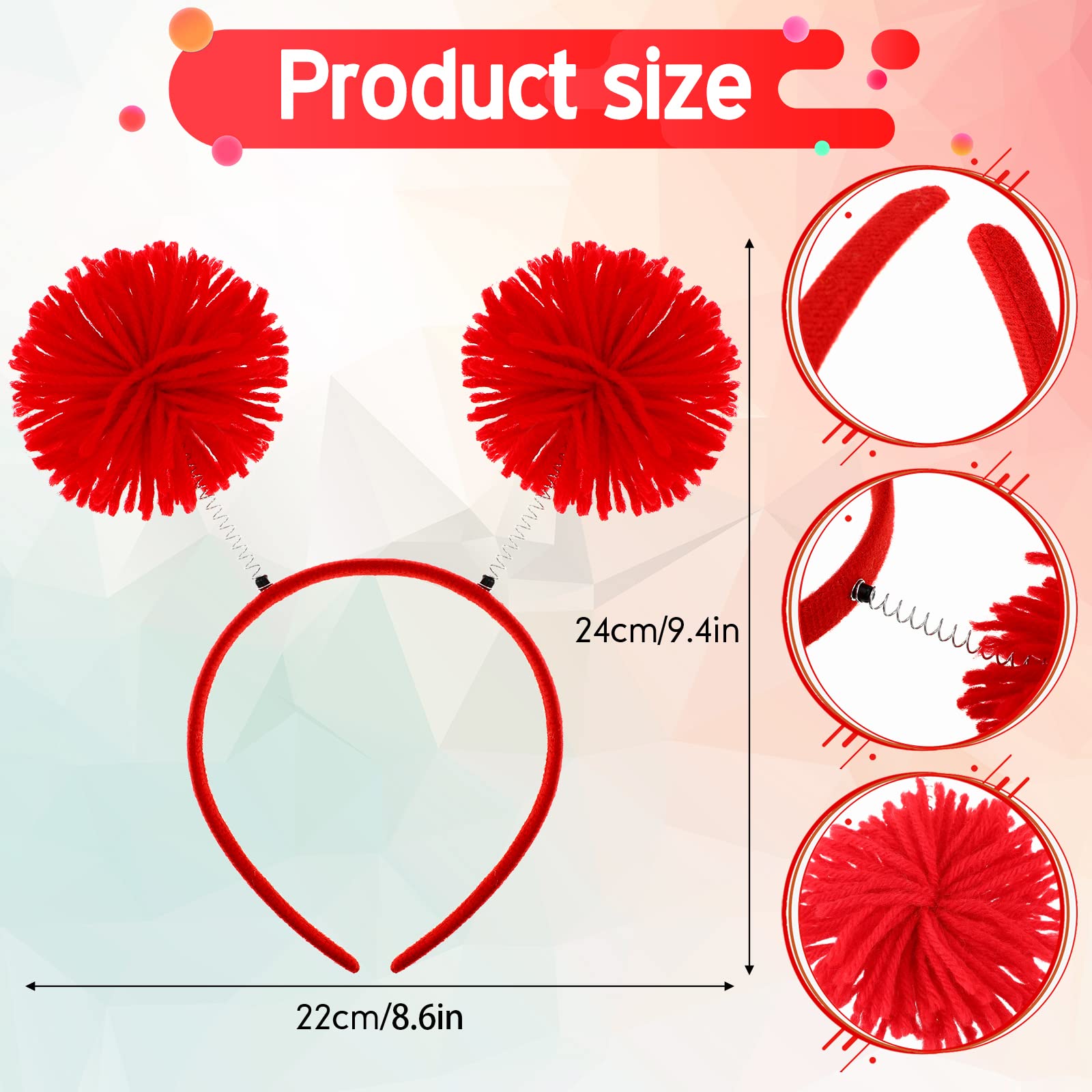 Chunyin 6 Pairs Heart Shape Sunglasses, 6 Pieces Pom Head Bopper ...