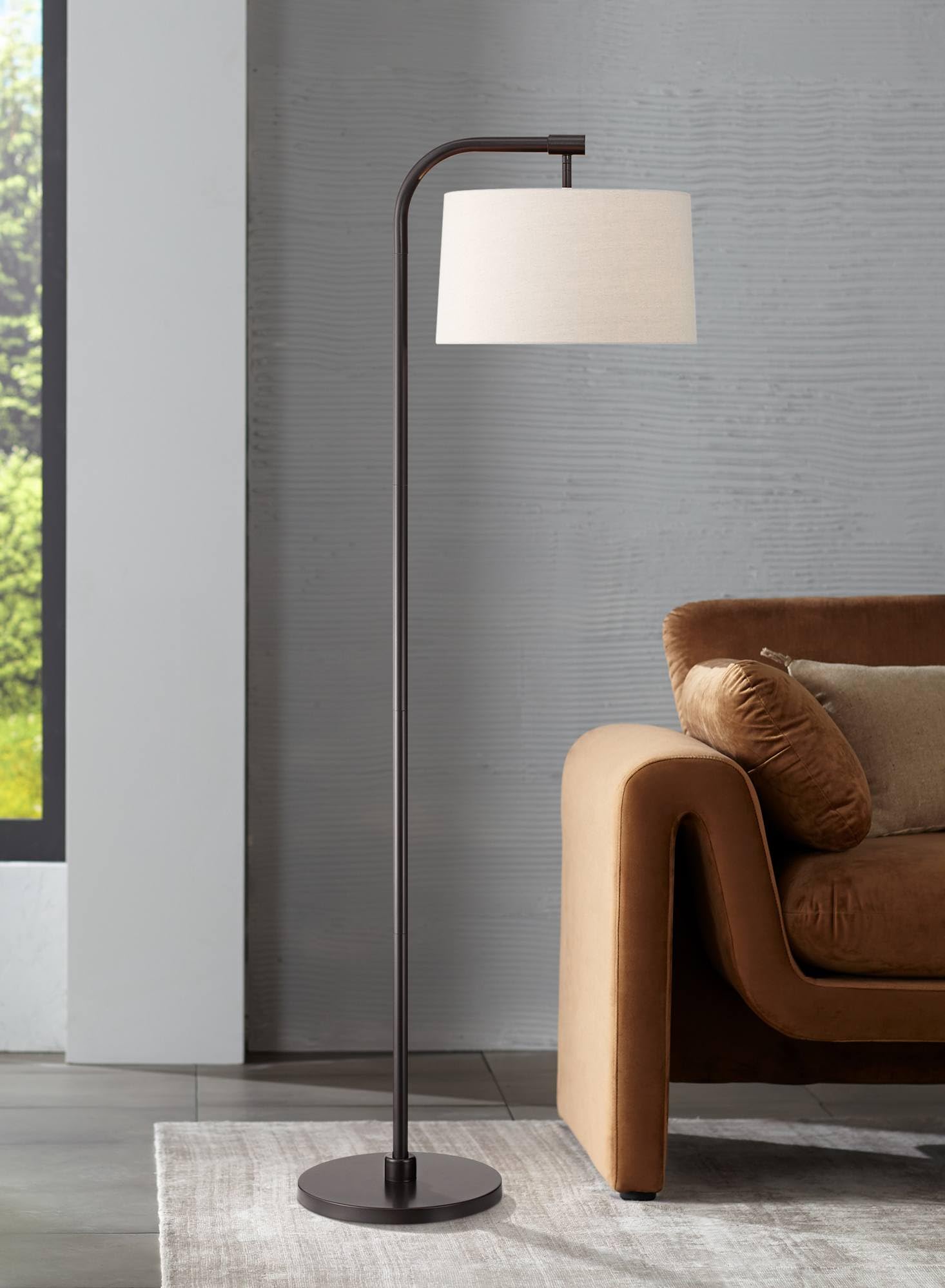 360 Lighting Serra Modern 64" Tall Standing Floor Lamp Curved Chairside ...