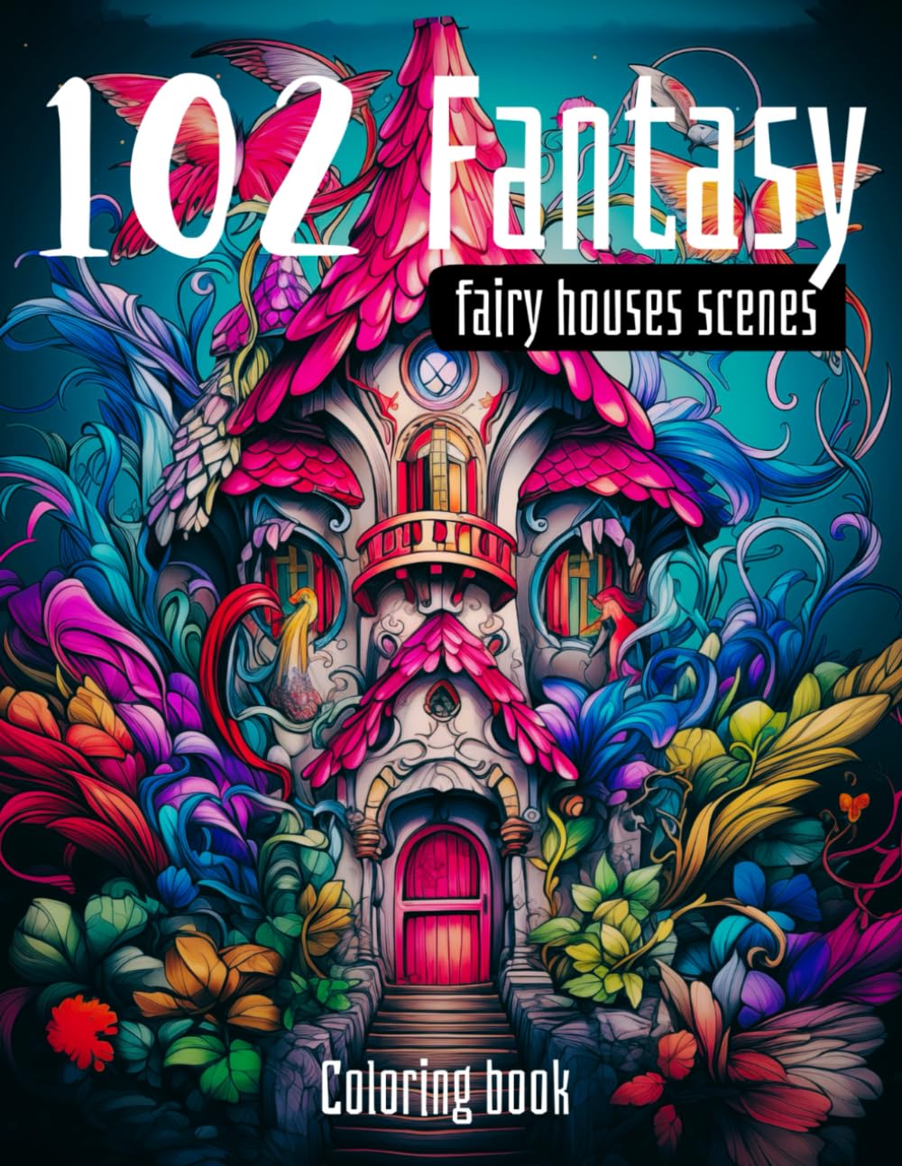 Amazon.com: Fantasy Fairy houses scenes: Adult Coloring Book with 102 ...