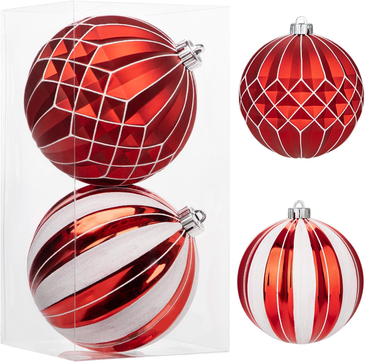 Amazon.com: Briful Extra Large Christmas Ornaments 2PCS Red White ...