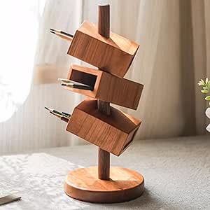 Amazon.com: Juju Wood Oblique Pen Holder For Desk Cute - Pencil Holder ...