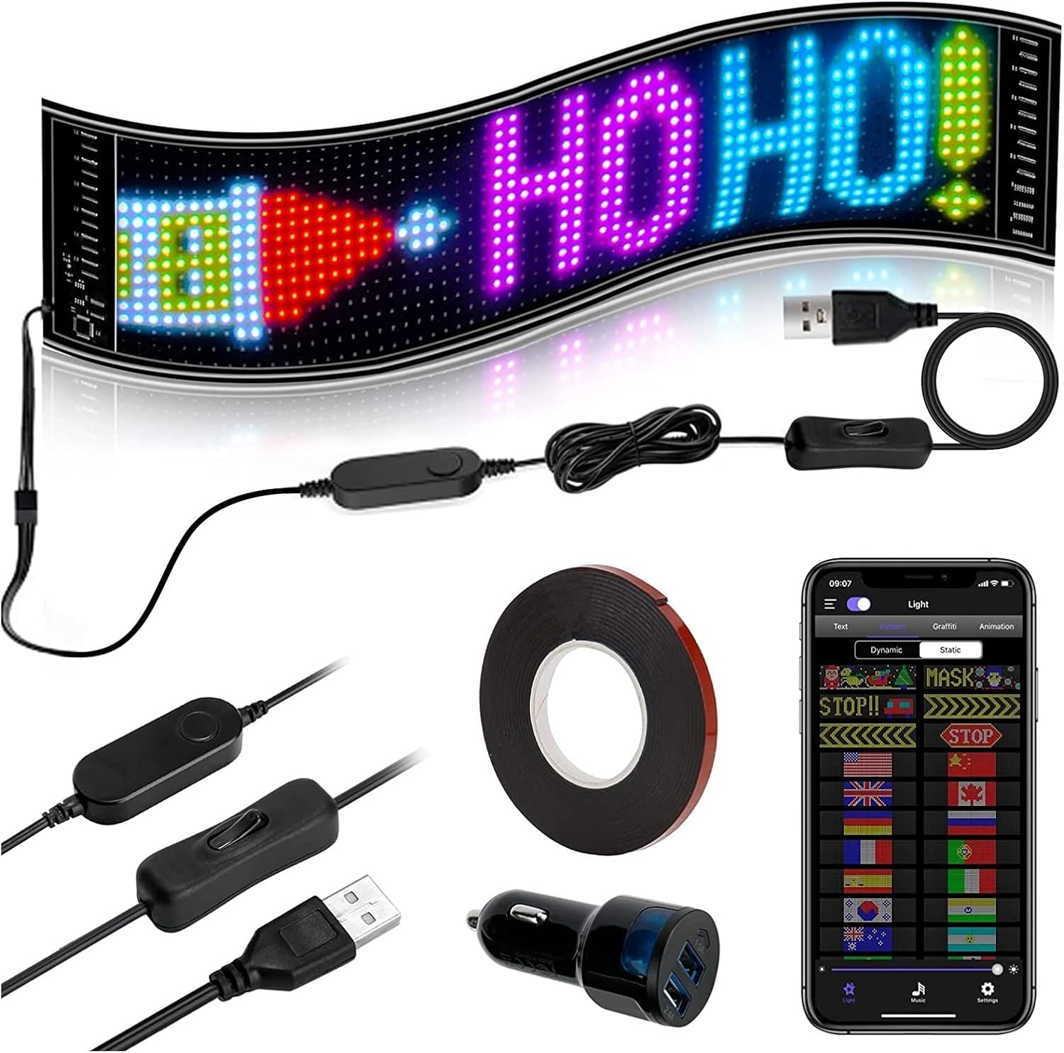 LED Display LED Matrix Panel USB 5V Scrolling Bright RGB Light Signs ...
