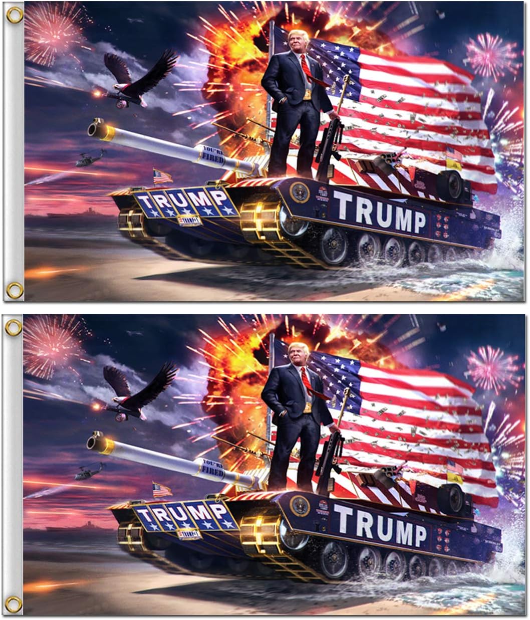 Amazon.com: Huionvia Trump Flag 3 x 5 feet 2 Pc Donald Trump Tank Flags ...