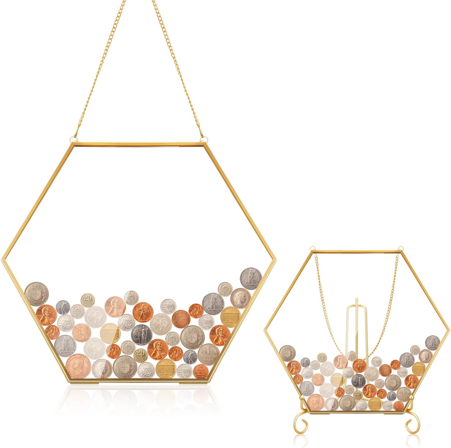 Amazon.com: Ebrima Gold Glass Frame for Coin Display, Wall Hanging Coin ...