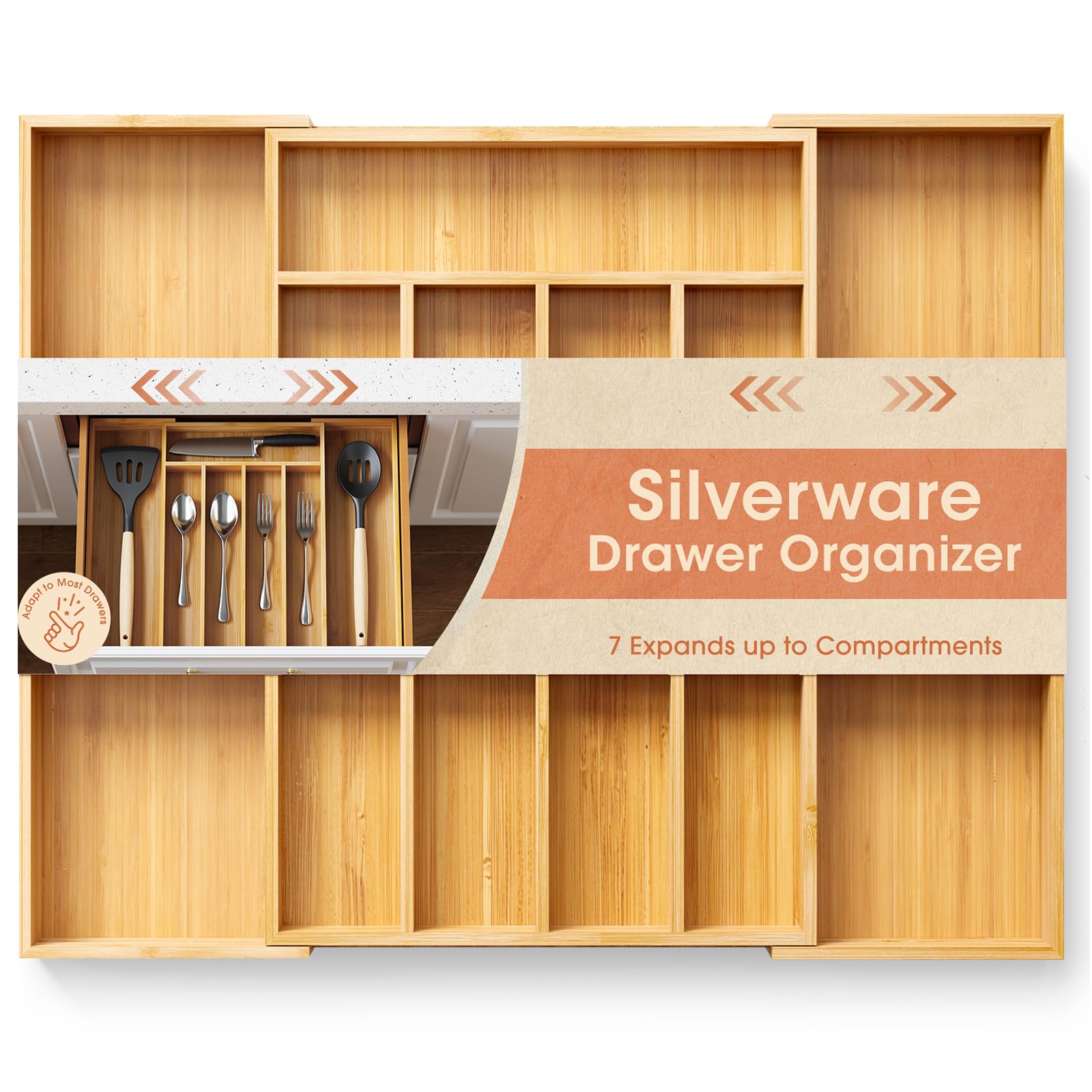 Amazon.com - AUJEN Bamboo Silverware Organizer - Expandable Drawer ...