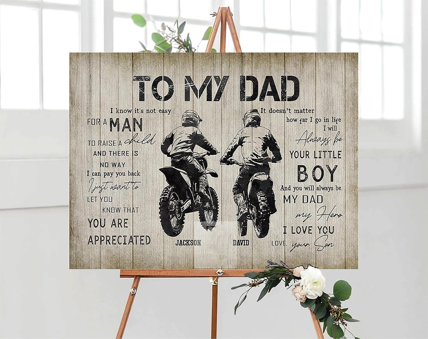 Amazon.com: HTHDUONG Racing to My Dad Personalized Motocross Canvas – Custom Dirt Bike Racing ...