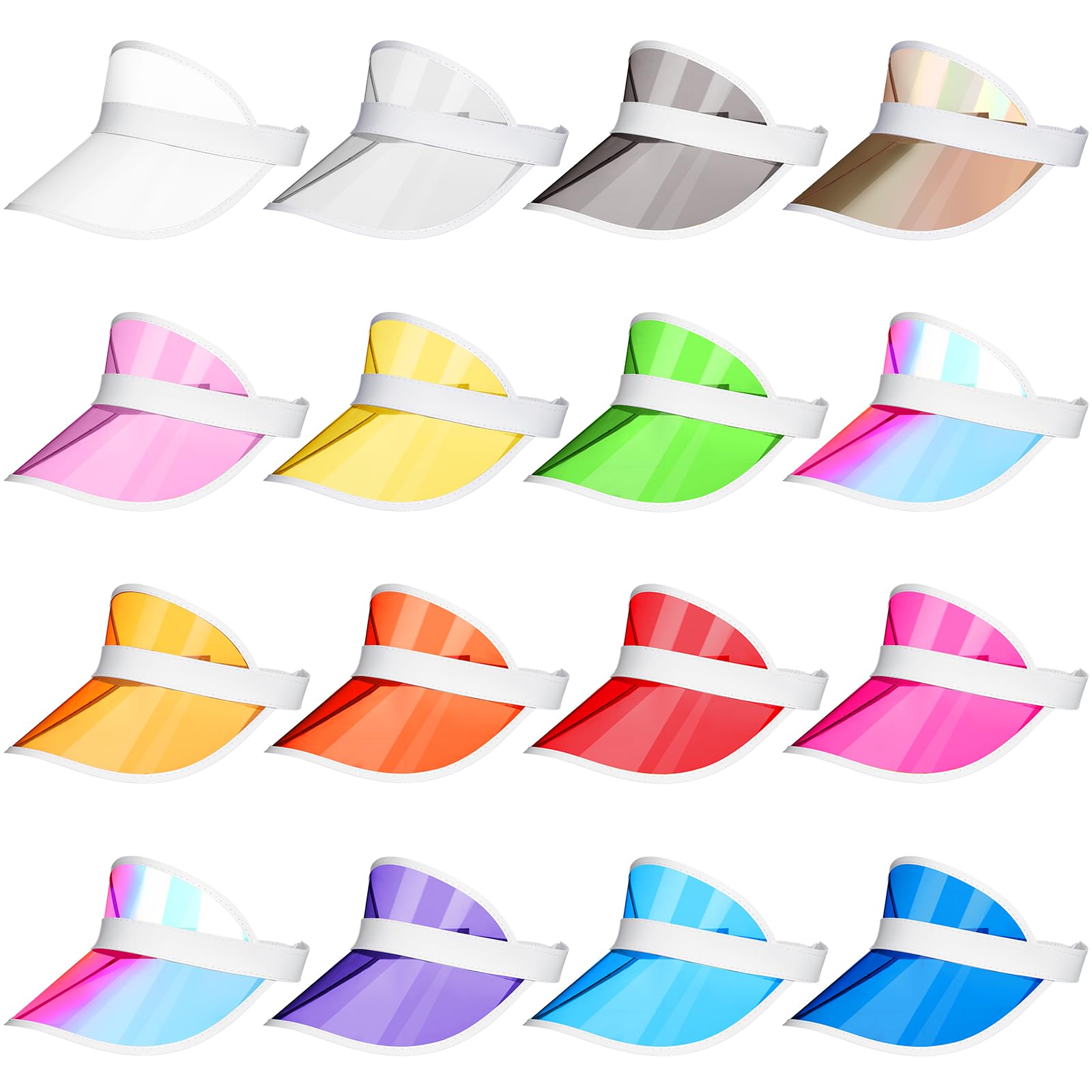 16 Pcs Unisex Sun Visors Plastic Clear Colorful PVC Poker Visor ...