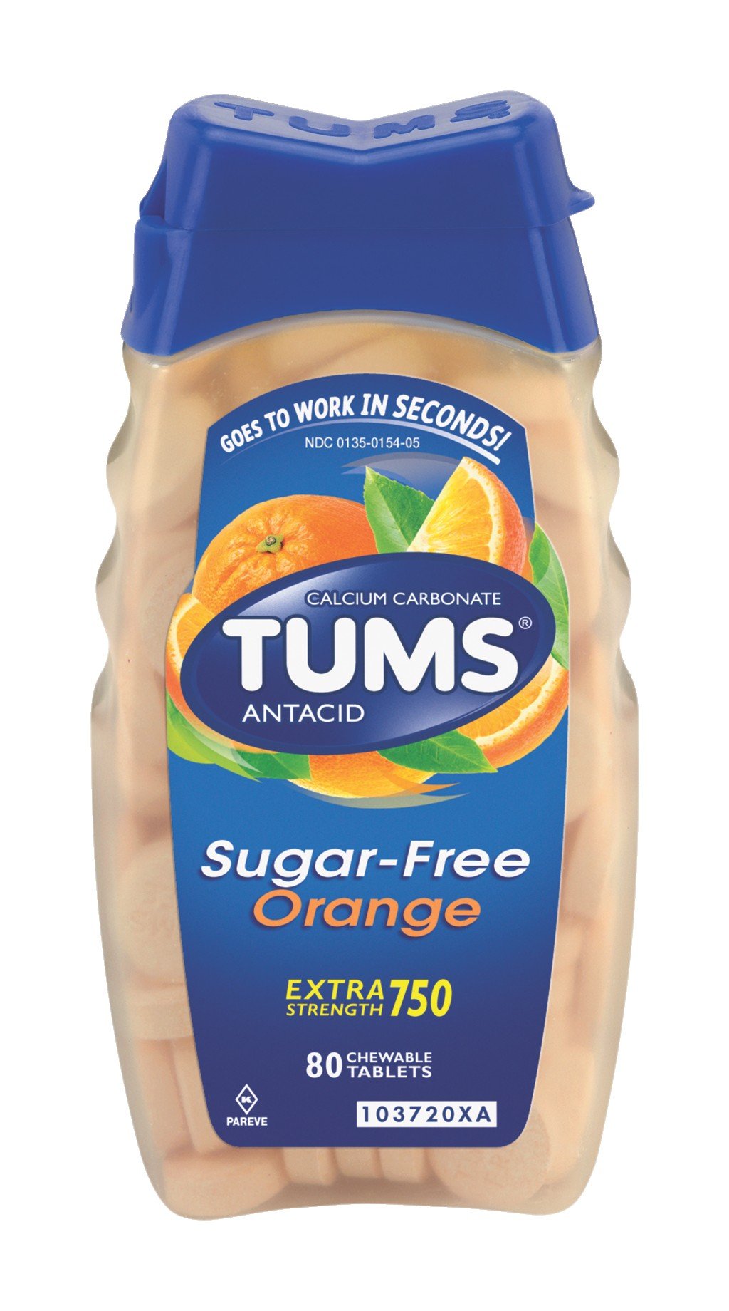Tums Antacid Chewable Tablets Extra Strength Sugar Free Orange 80 ...