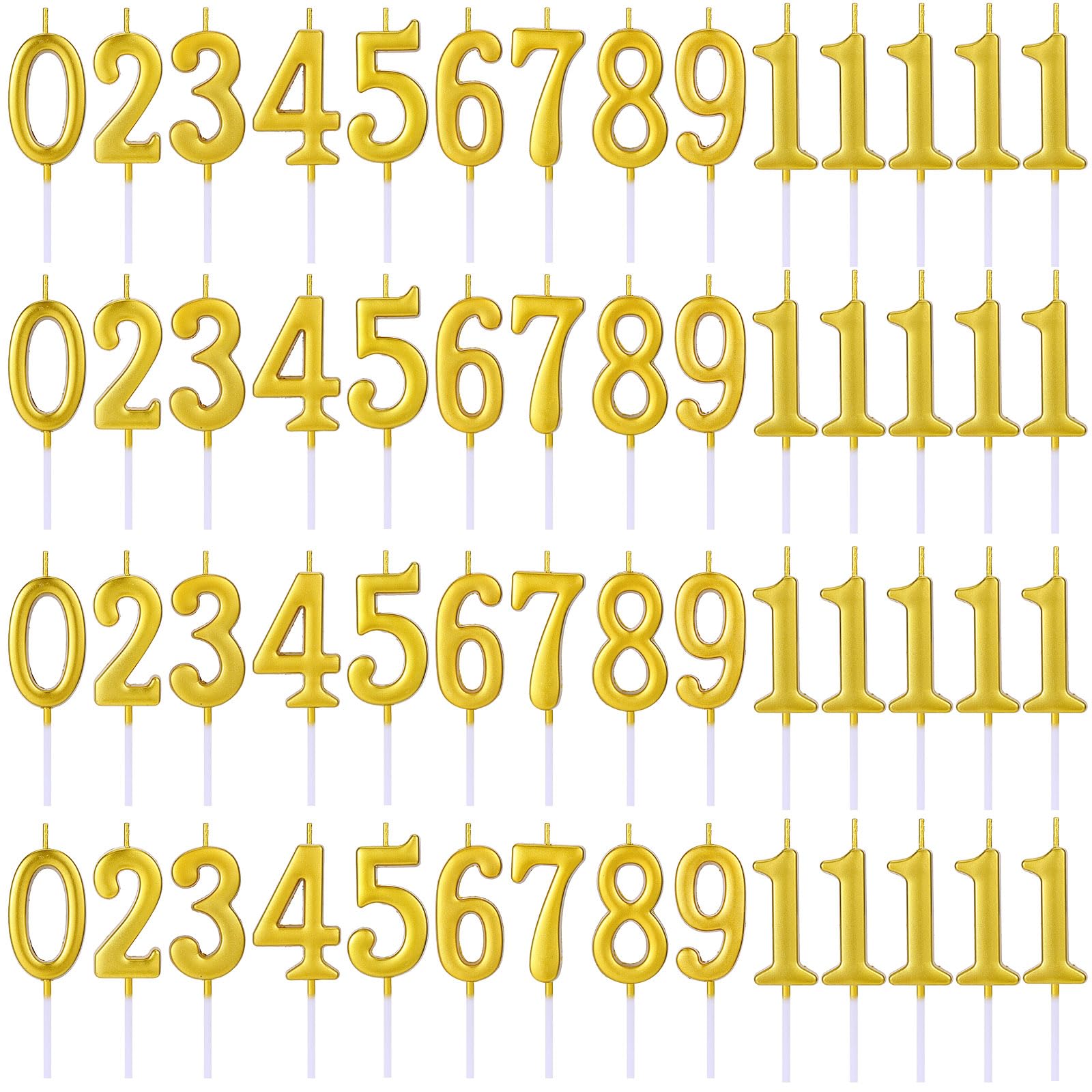 Amazon.com: 56 Pcs Gold Number Birthday Candles Bulk Cake Toppers ...