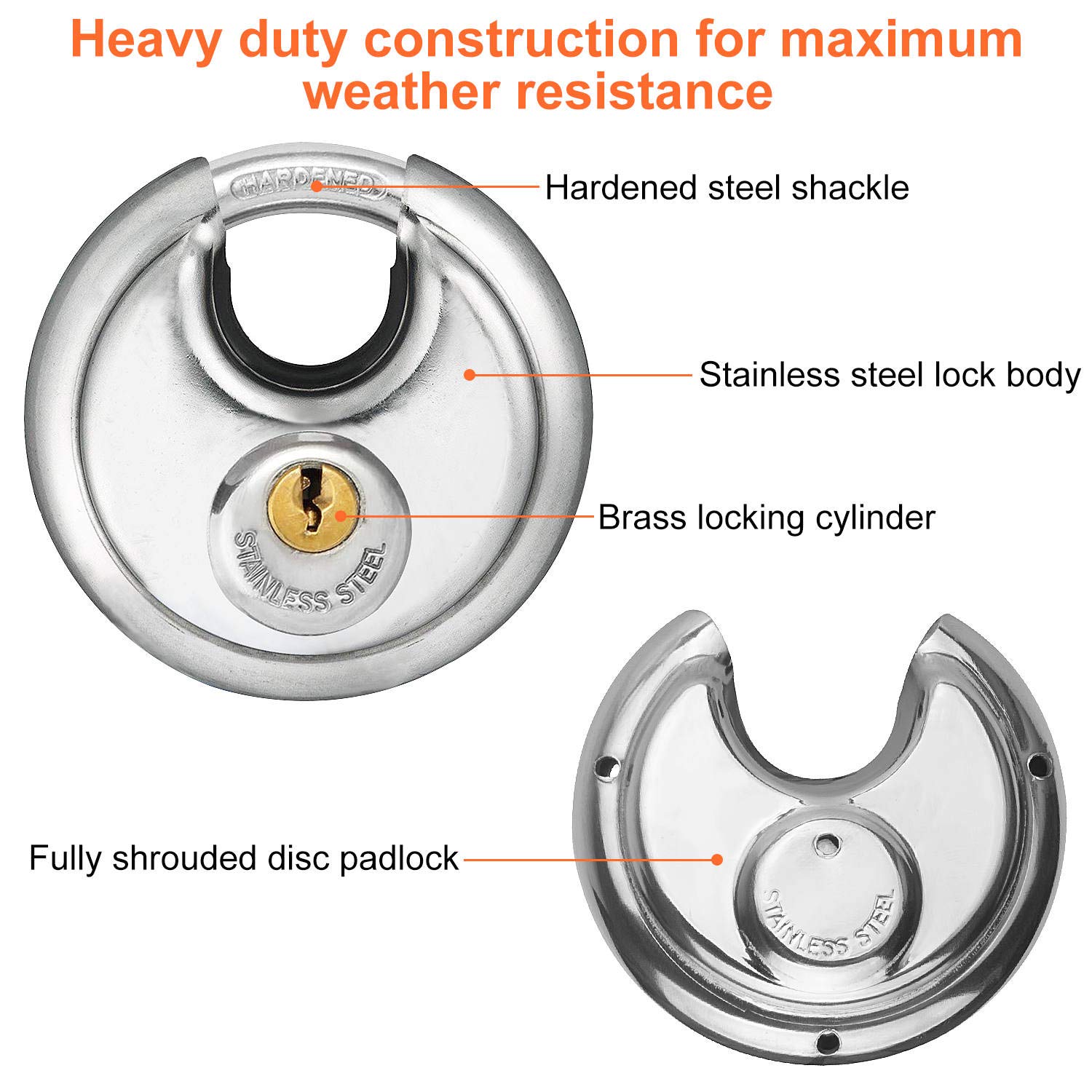 Snapklik.com : ABuff Disc Keyed Padlock 2 Pack Round Padlock Stainless ...