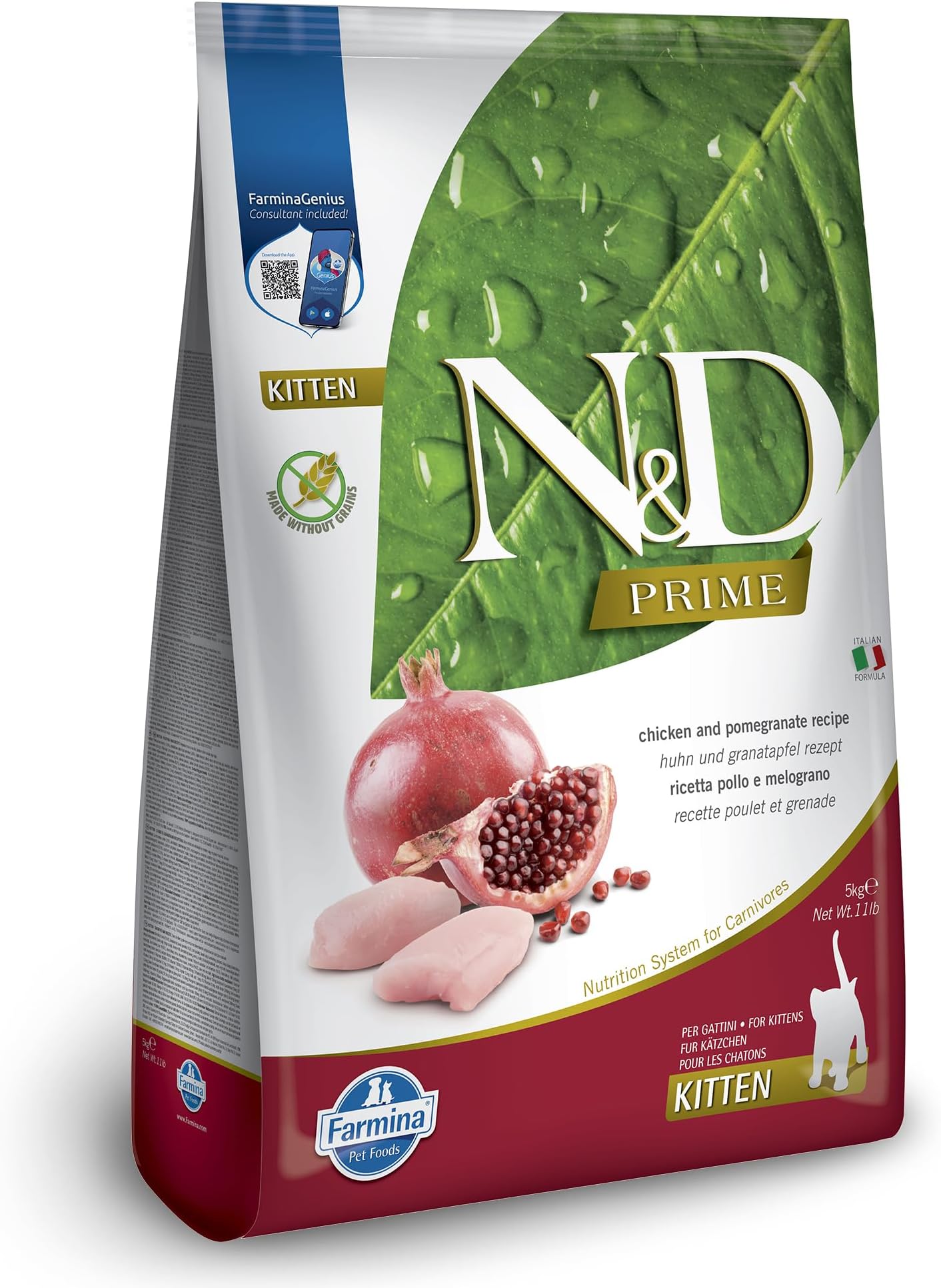 Farmina N&D Prime Grain-Free Kitten Food, Chicken & Pomegranate, 5kg ...