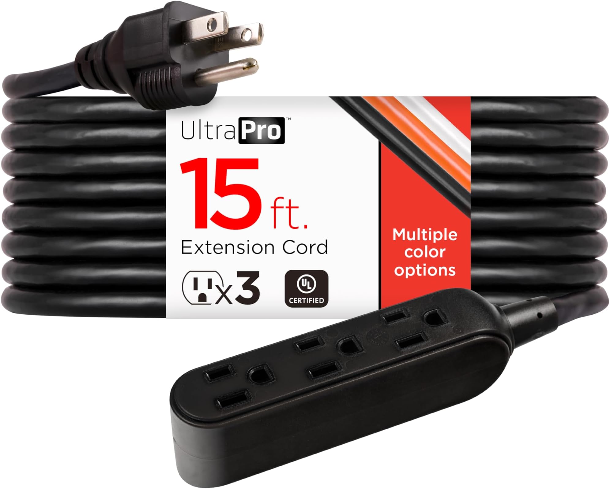 Amazon.com: UltraPro 15 Ft Indoor Extension Cord 3 Outlet Power Strip ...
