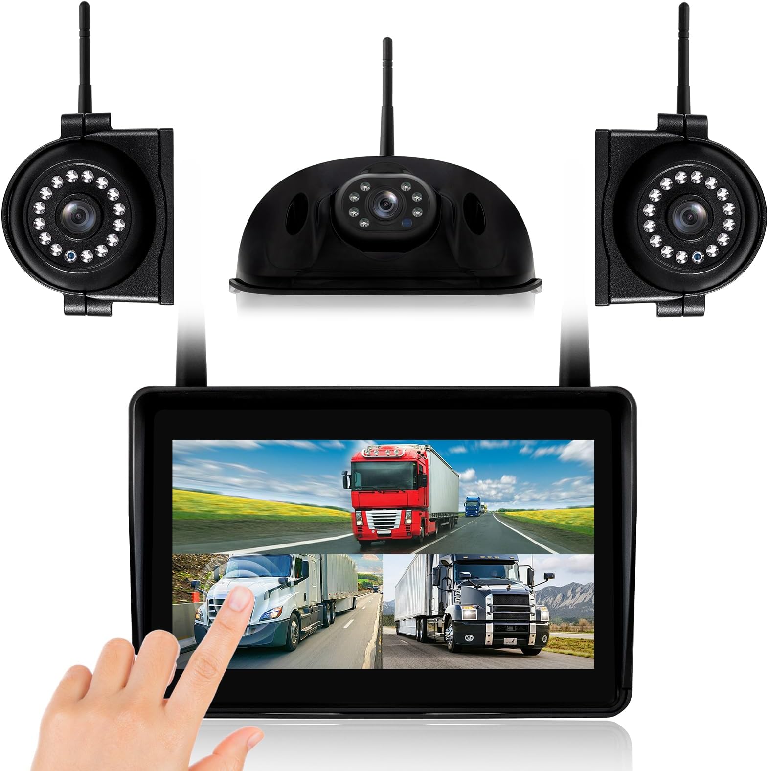 Amazon.com: WOOCARTY 3-Camera Wireless RV Backup System, 7" 1080P Touch ...
