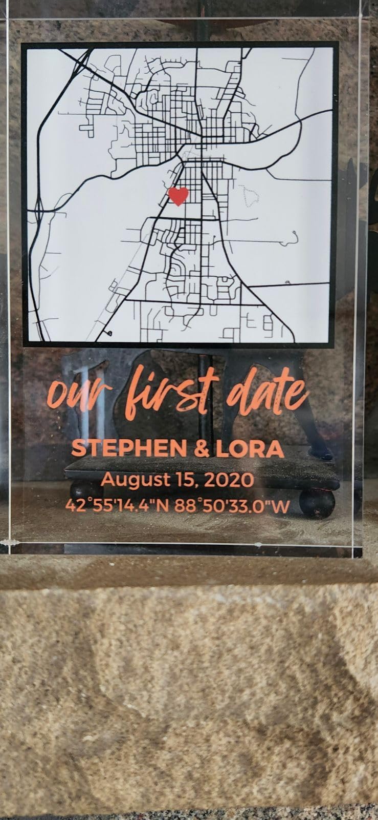 Amazon.com: Our First Date Map Plaque - Couple Map, Gift for Her ...