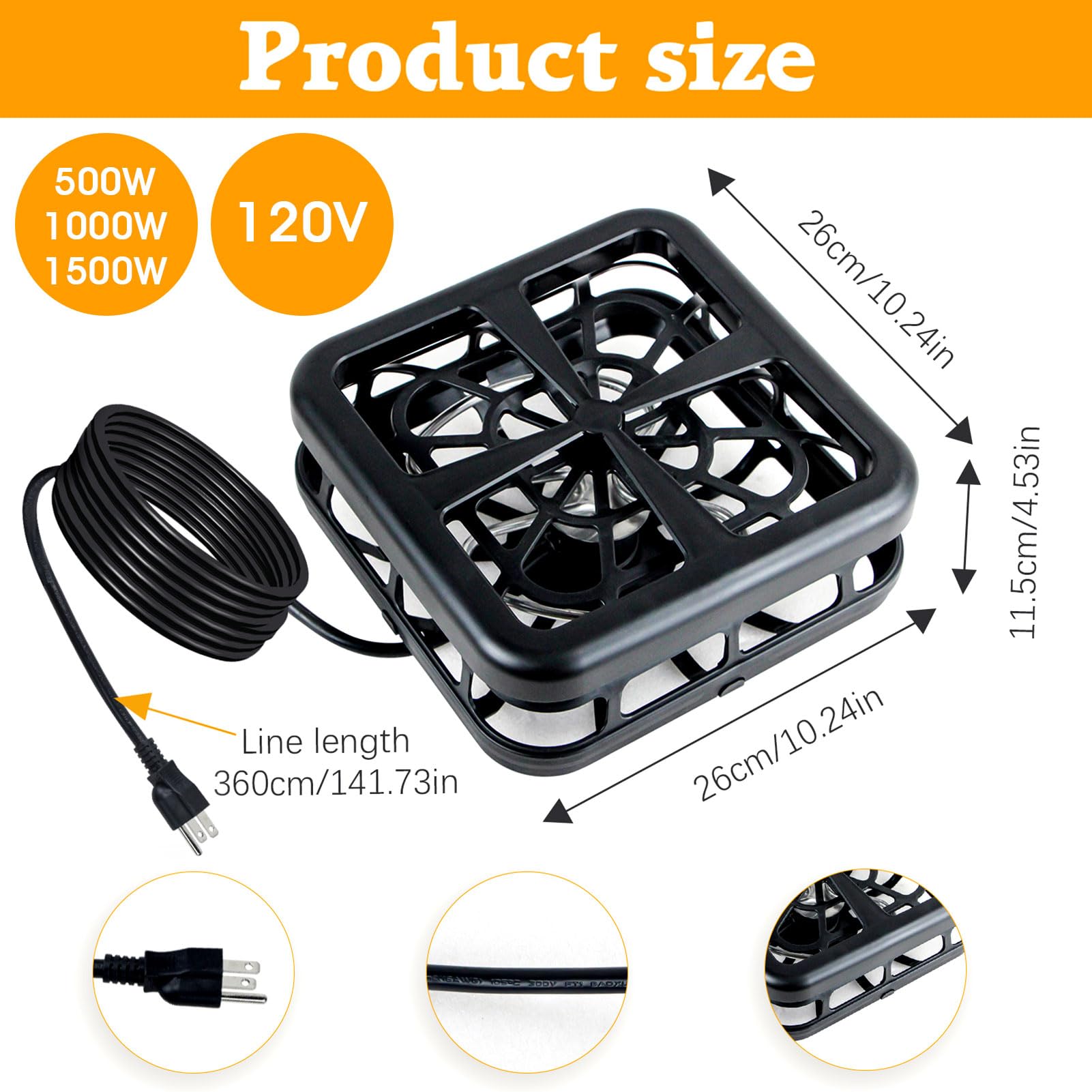 Snapklik.com : Lanathel 500W/1000W/1500W Pond Heater, Floating Pond ...