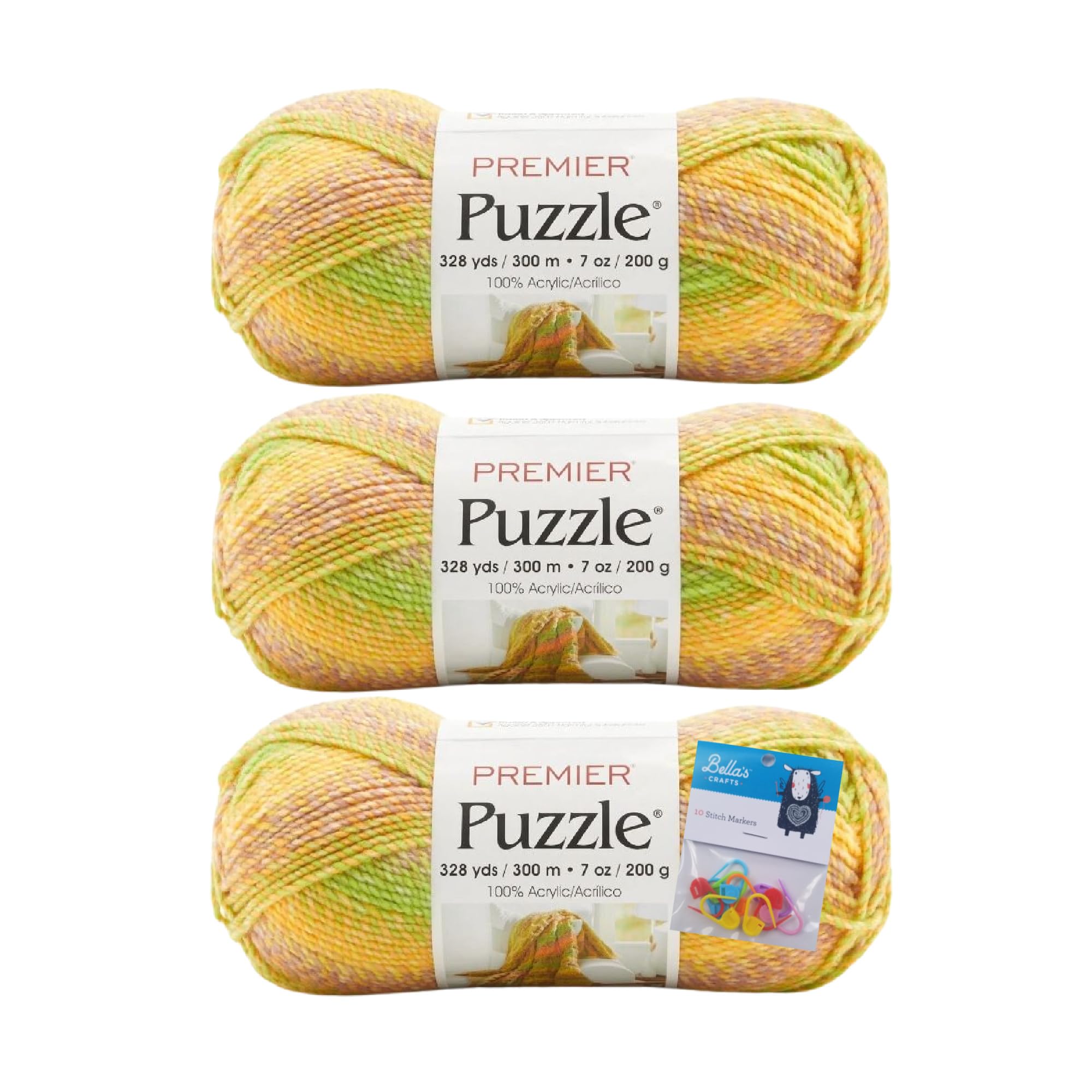Amazon.com: Premier Yarn Puzzle - 7 oz - #5 Bulky Weight - 3-Pack ...