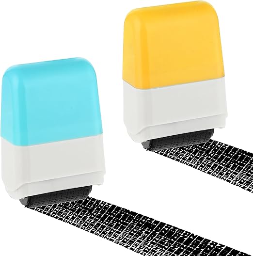 Amazon.com : Prasacco 2 Pcs Identity Protection Roller Stamps, Address ...
