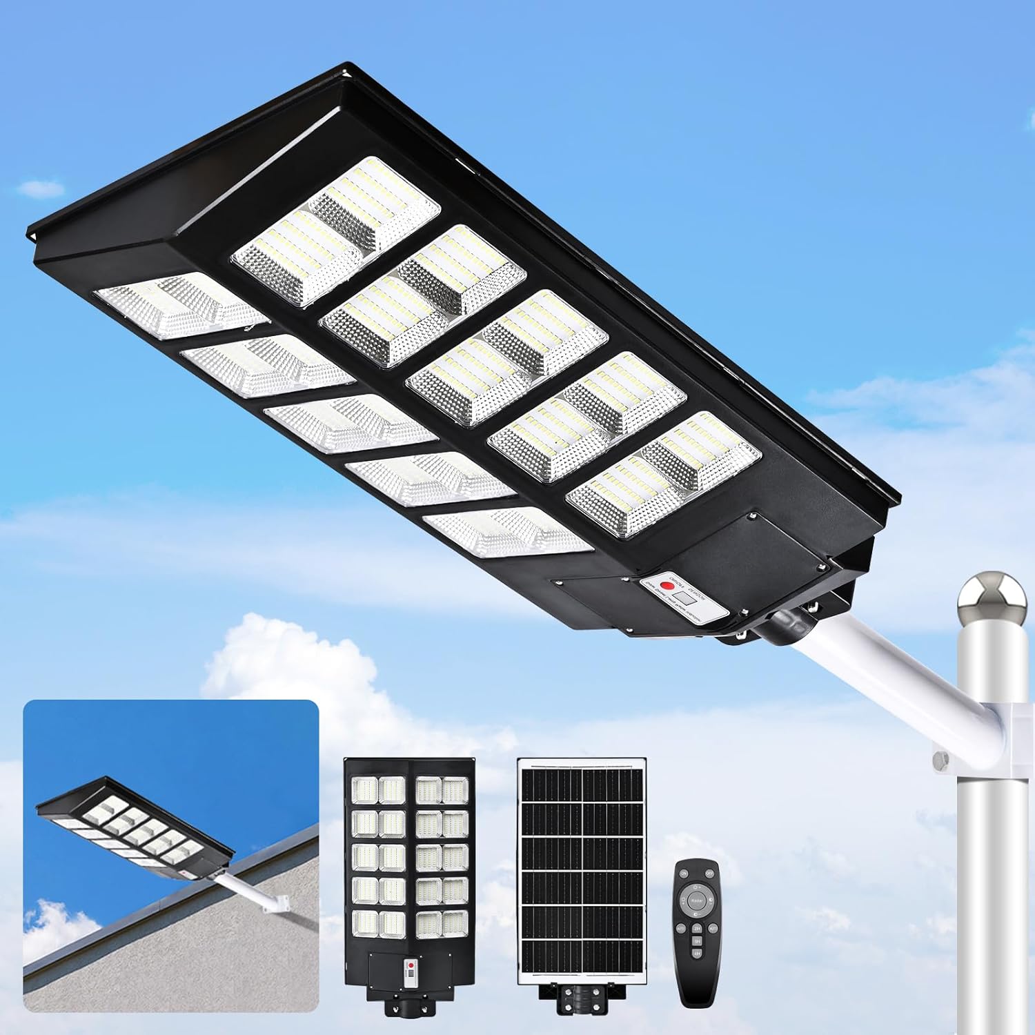 MATEPLUS 4800W Solar Street Lights Outdoor, 42000LM High Lumen Solar ...