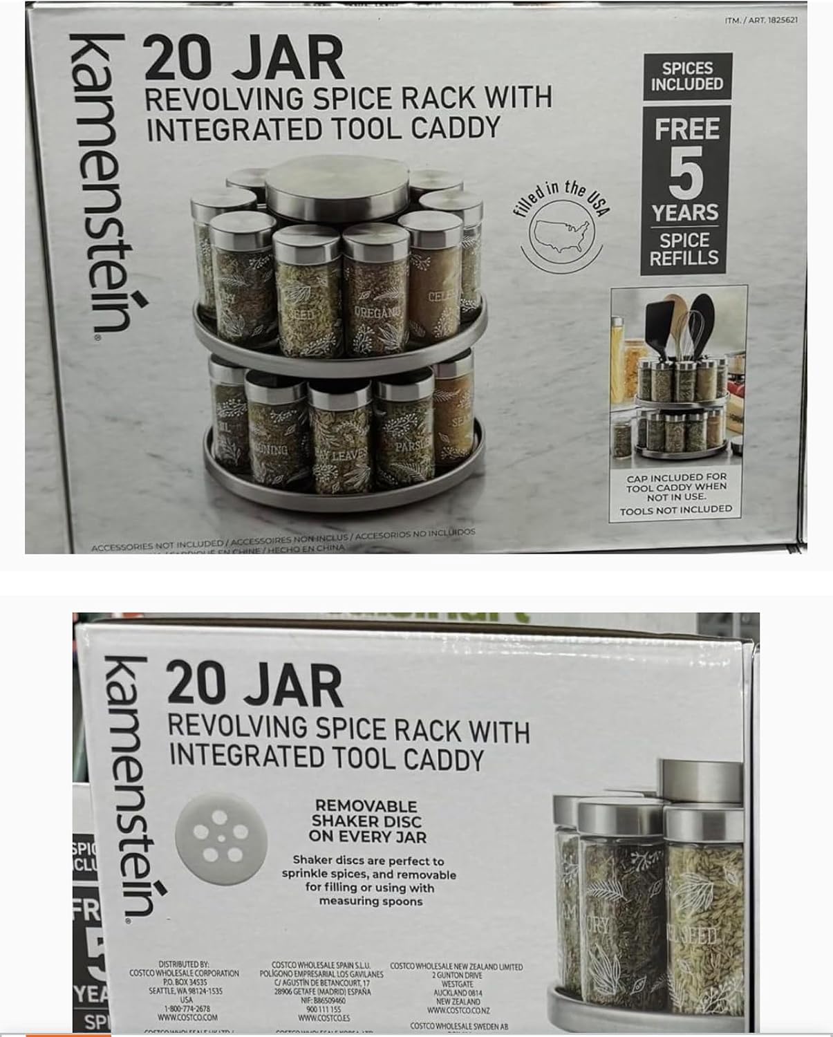 Amazon.com: 20 jar revolving spice rack with integrated tool caddy ...