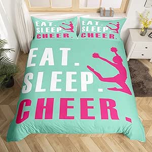 Amazon.com: Cheer Duvet Cover Girls Cheerleading Bedding Set for Kids ...
