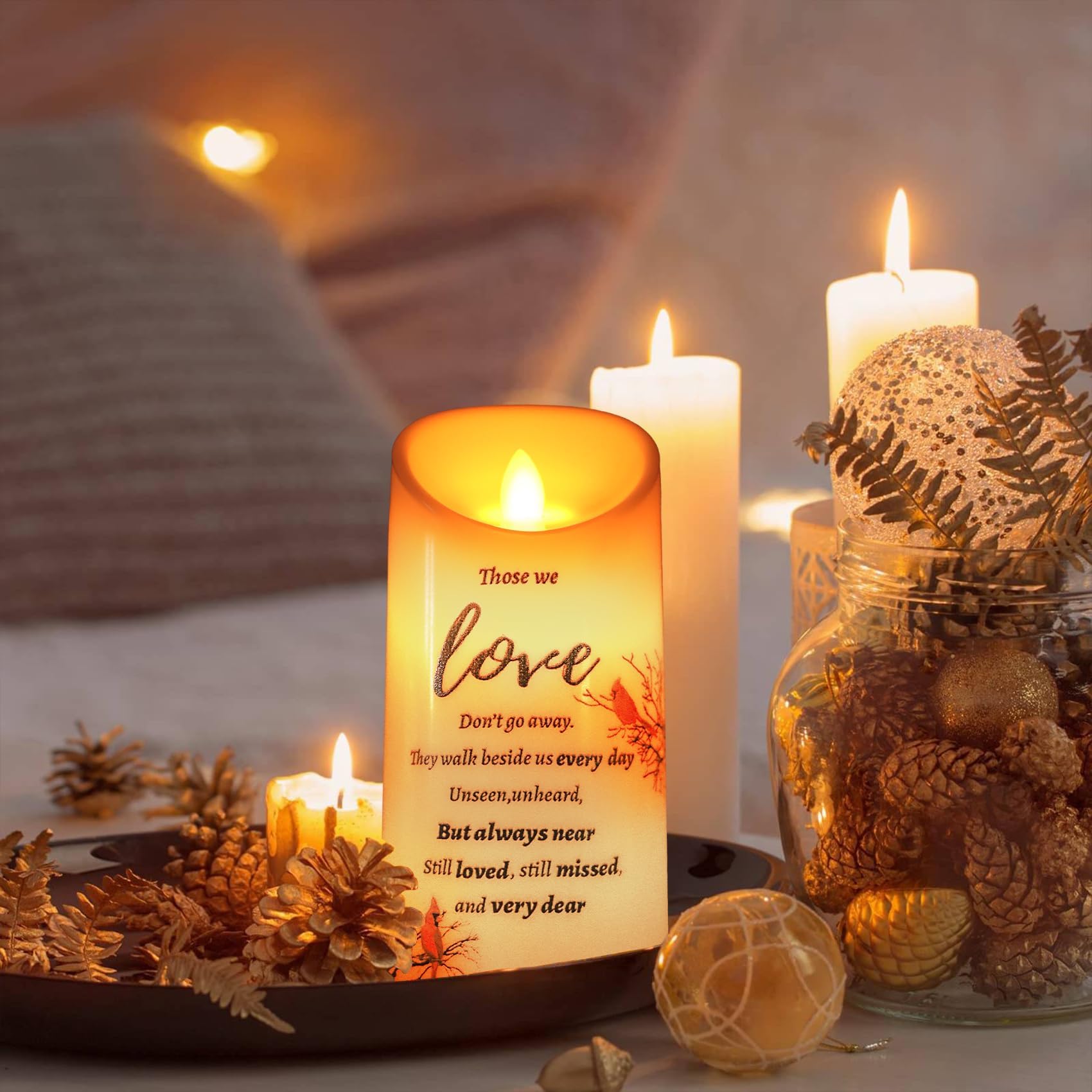 Amazon.com: Oneihomm Cardinal Memorial Candles,LED Sympathy Gifts ...
