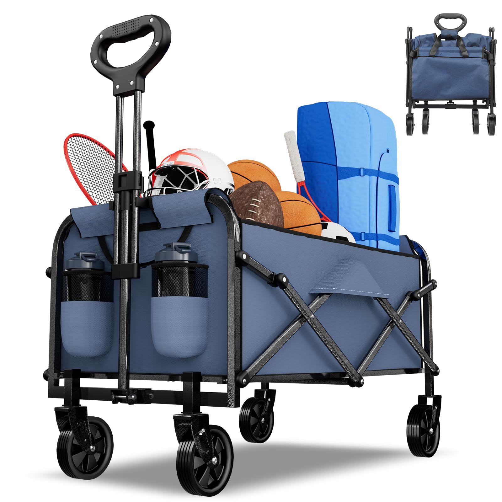 Amazon.com: Foldable Wagon Cart with Wheels Collapsible - 300 LBS Large ...