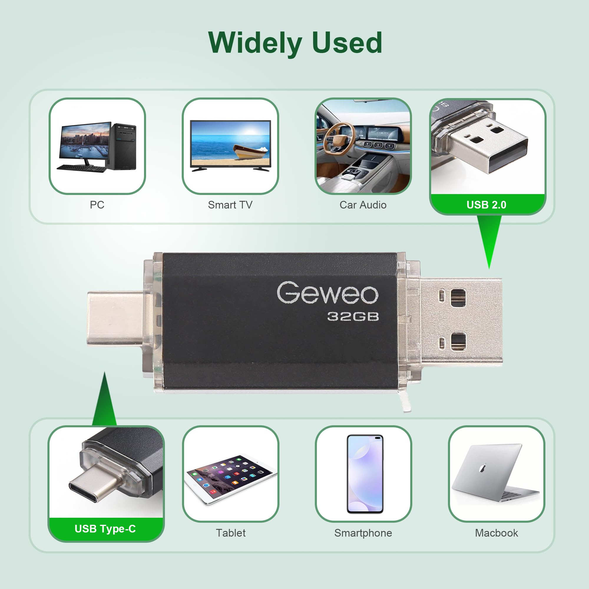 Flash Drive For Samsung Phone 32GB USB Flash Drive With USB-C Adapter ...
