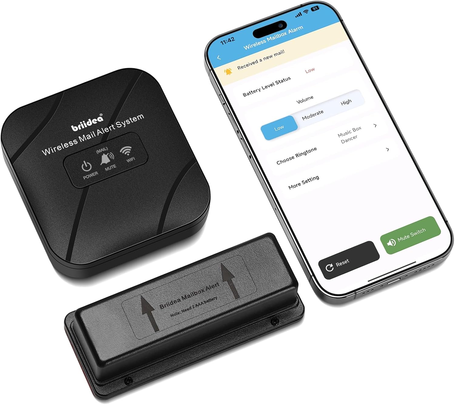 WiFi Mailbox Alert, Briidea 300ft Wireless Mailbox Alert for Delivered ...