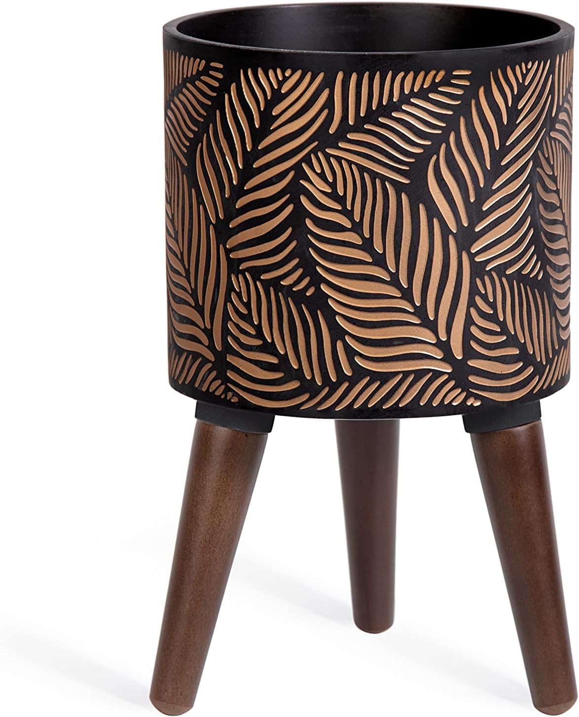 Macetero alto de interior con soporte, diseño de hojas, macizo ...