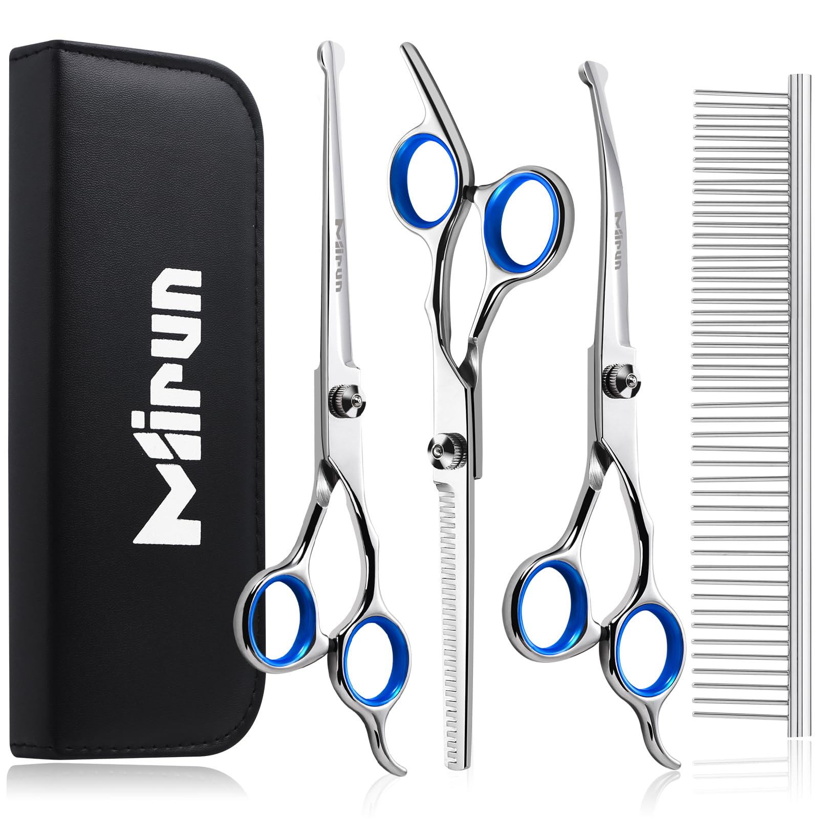Dog Grooming Scissors, 5 In 1 Dog Grooming Kit, 4CR Stainless Steel Dog ...