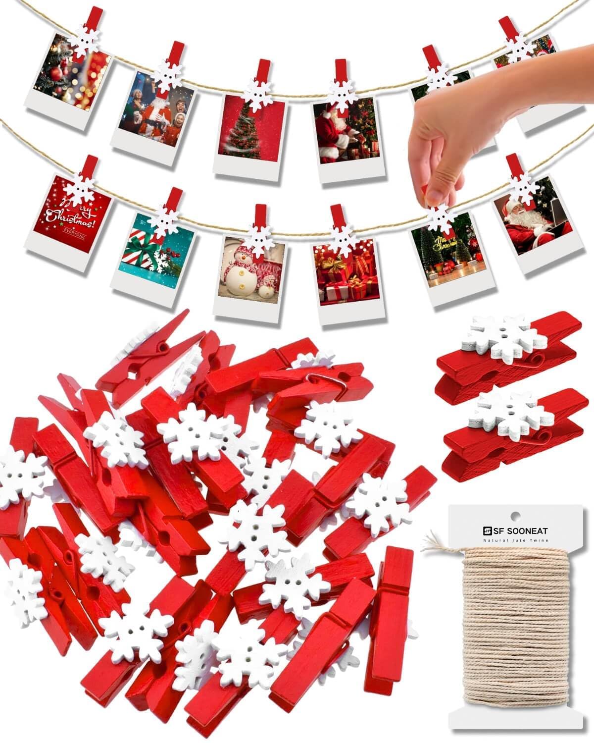 Amazon.com: Mini Clothespins Christmas Clothes Pins for Photo Red ...