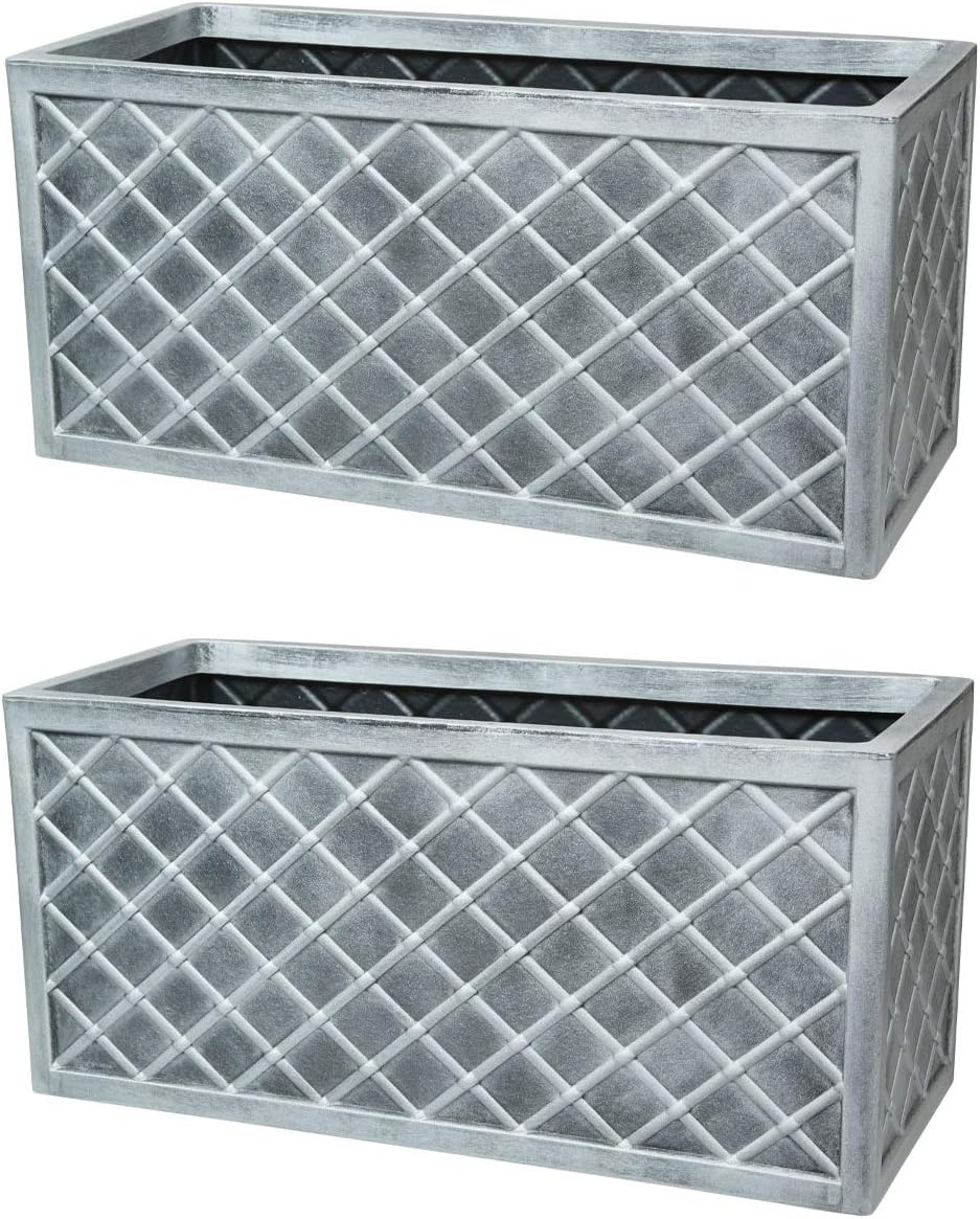 Shop4allsorts Set Of 2 Lazio Trough Patio Planter Garden Plastic Flower ...