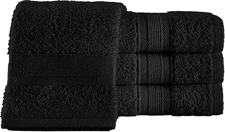 Amazon.com: All Design 4 Piece Black Washcloth Set, 13 in 13 in 100% ...