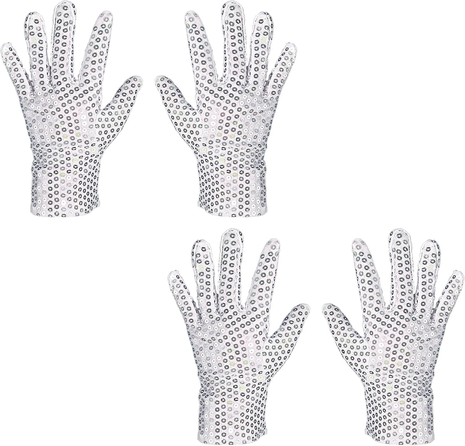 2 Pairs Sequin Gloves Silver, Creative Acting Glove, Universal Men And ...
