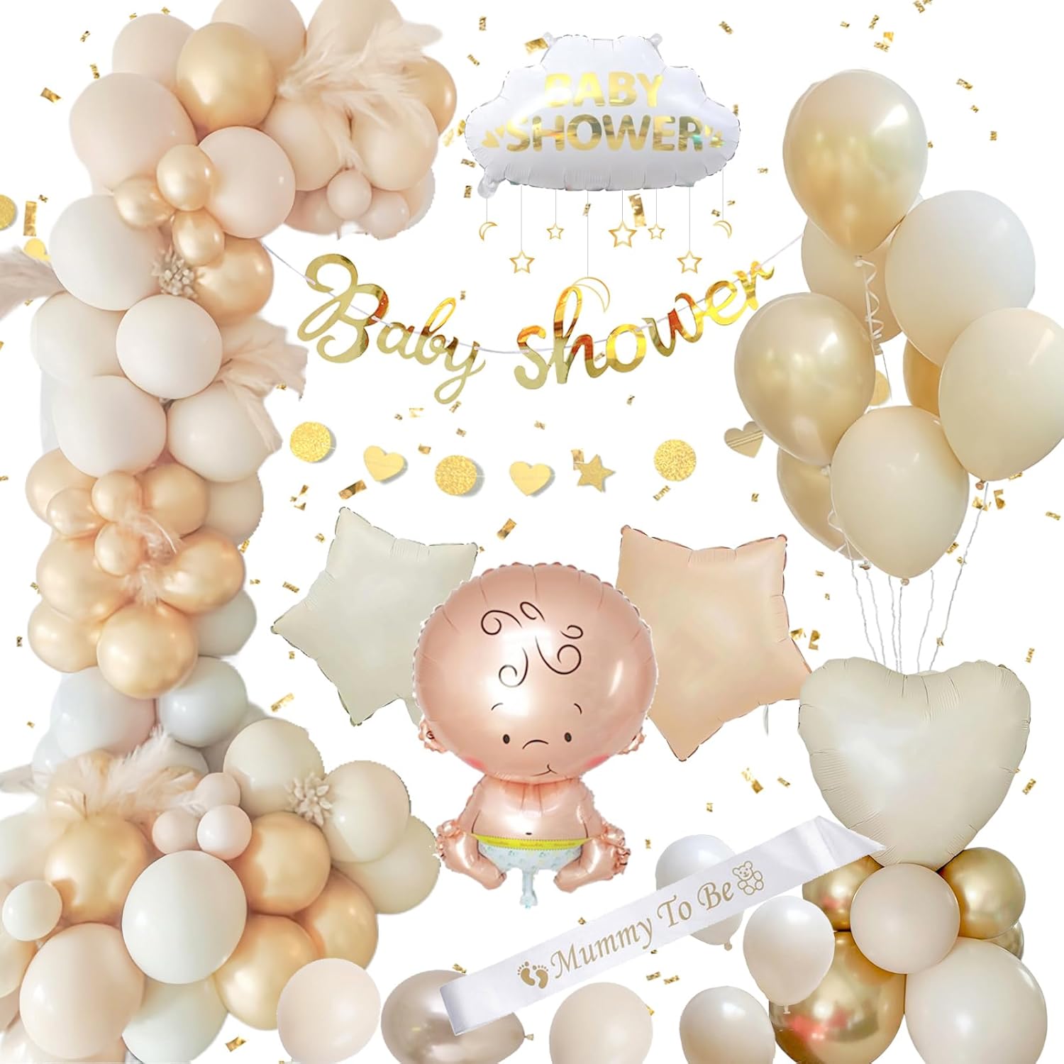 BabyParty Deko, Baby Shower Deko Neutral Mädchen Junge, Beige Oh Baby ...