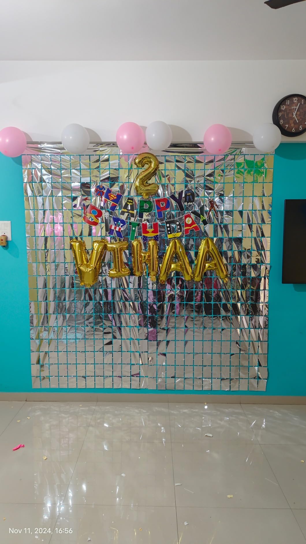 AMFIN® (Pack of 2) Square Foil Curtains for Birthday Decoration Photo ...