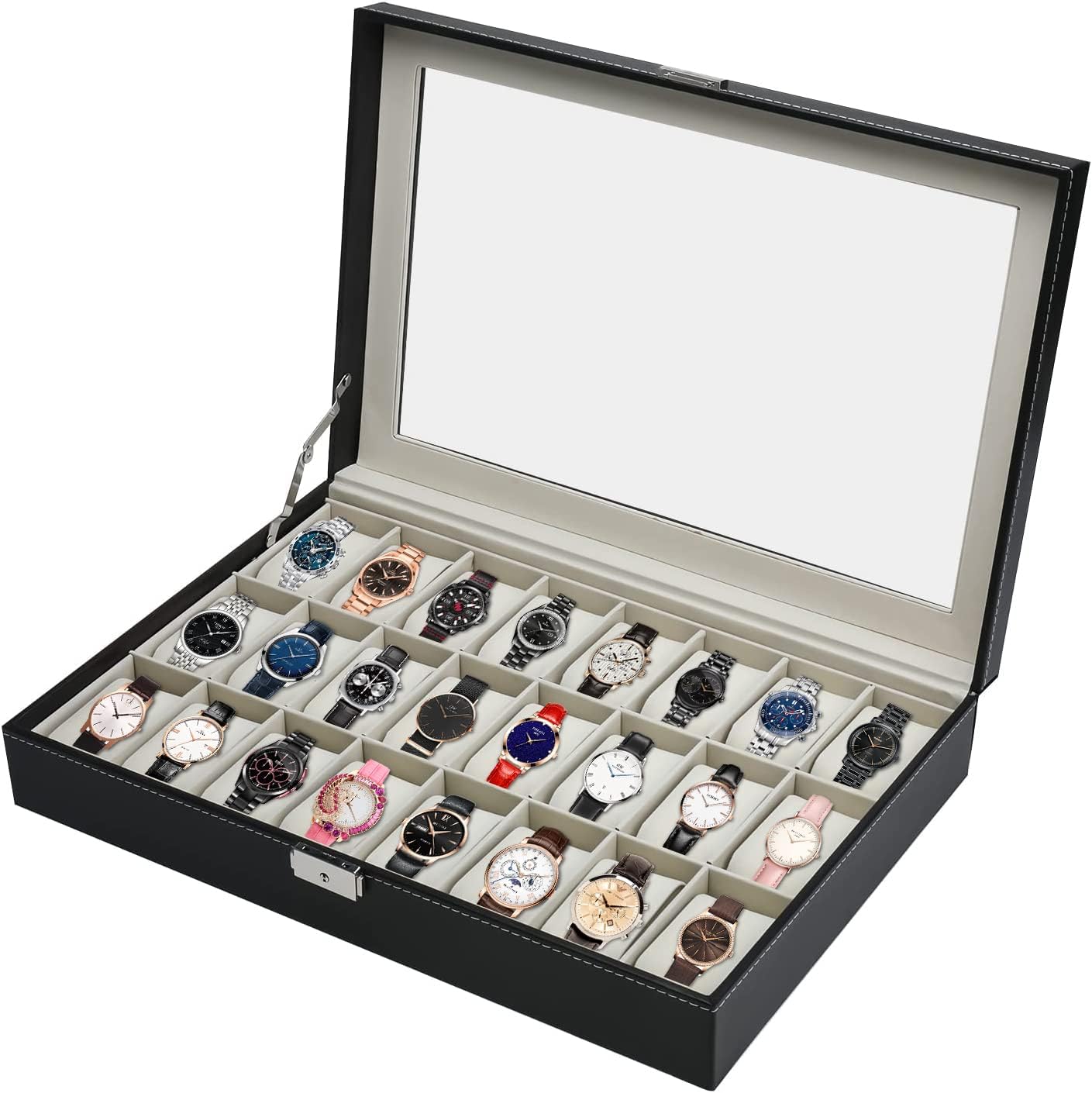 Amazon.com: CASEMATIX Watch Travel Case With 42 Watch Roll Holder Slots ...