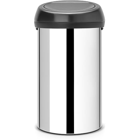 Brabantia 60 Litre Large Kitchen Touch Bin (Brilliant Steel/Matt Black ...