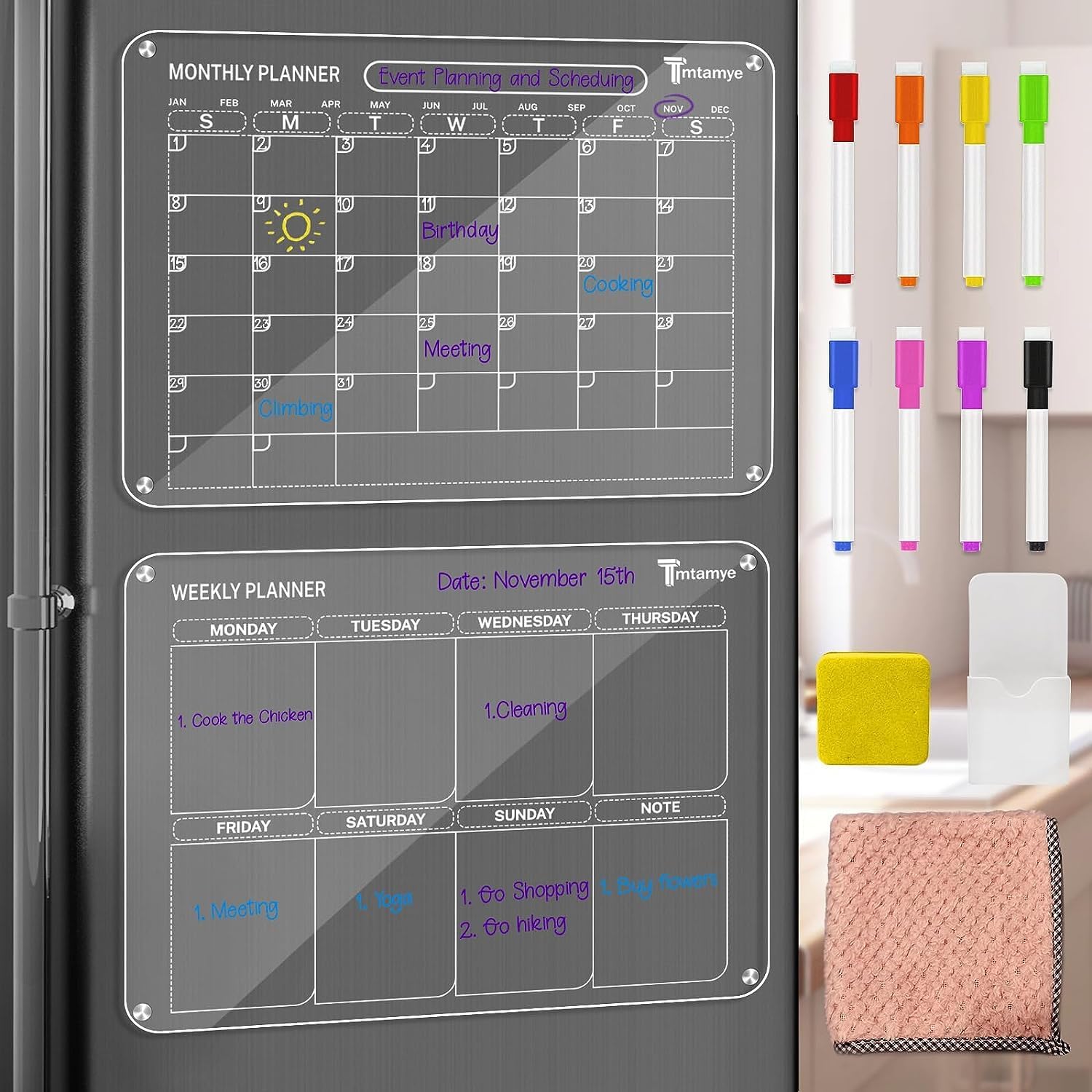 Amazon.com : Magnetic Acrylic Calendar for Fridge 12”x16",ANTALENA 2Pcs ...