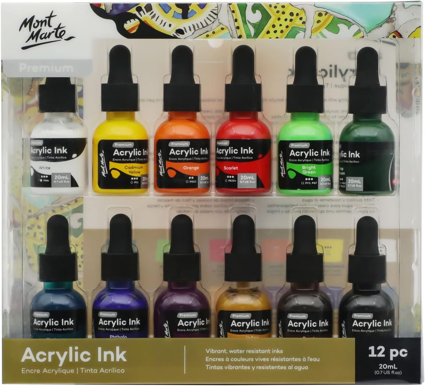 Amazon.com : Daler-Rowney FW Acrylic Ink Bottle 6-Color Shimmering Set ...
