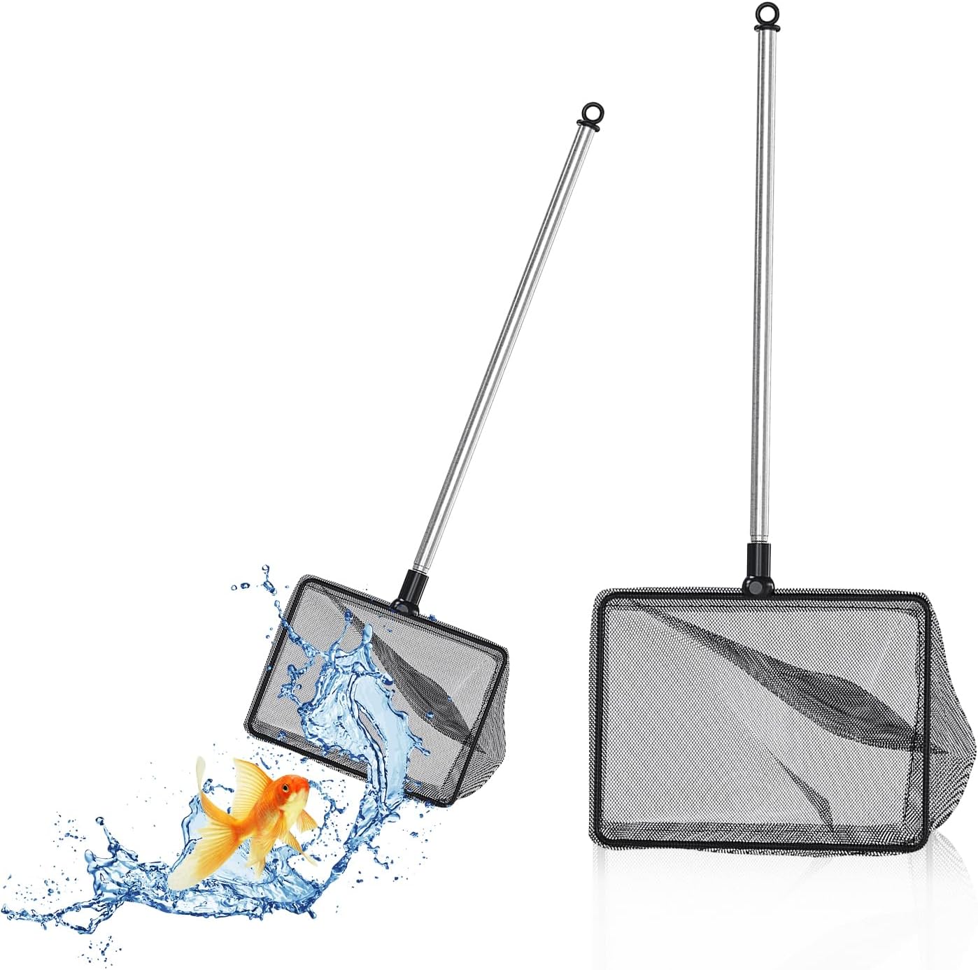 SWoob 2pcs Small Fishing Net Extendable Stainless Aquarium Fish Net ...