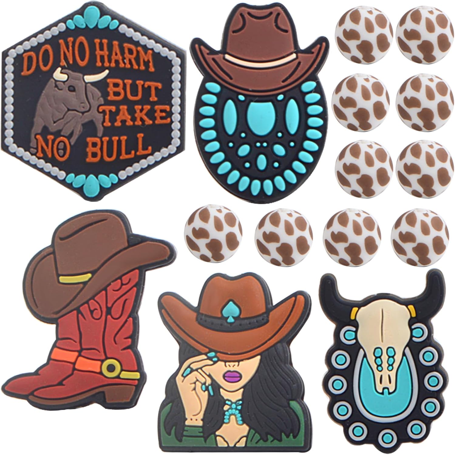 Amazon.com: 15Pcs Western Cowboy Silicone Beads Cute Hat Boot Cowgirl ...