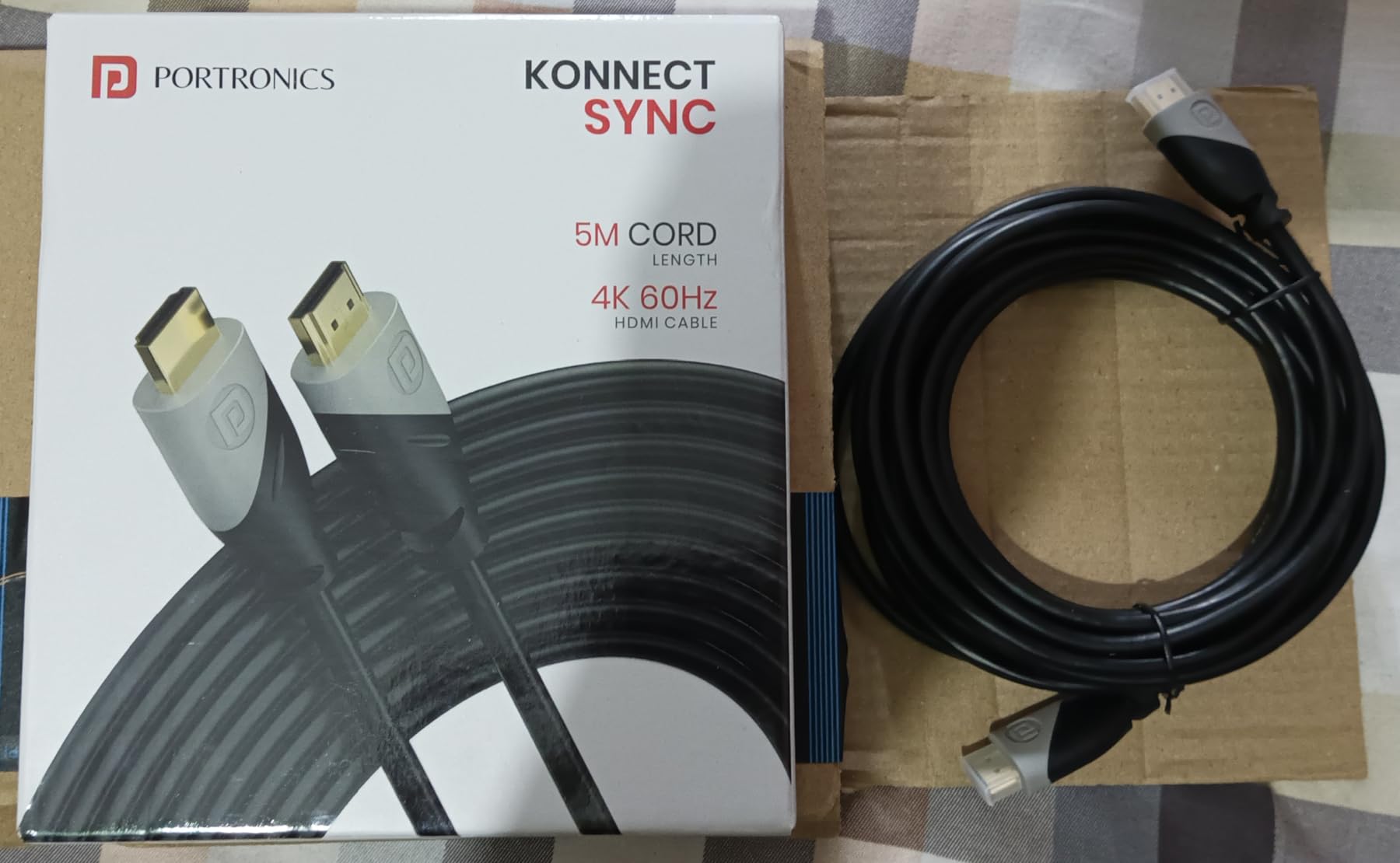 Portronics Konnect Sync 4K@60Hz HDMI to HDMI Cable, 5M Length with ...