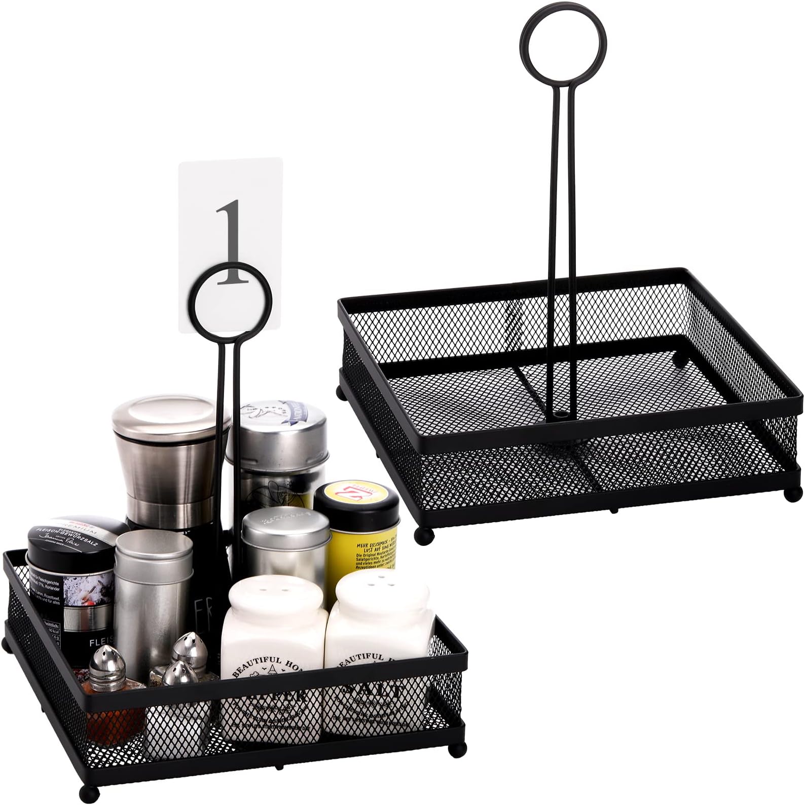 Amazon.com: ZOOFOX 2 Pack Metal Condiment Caddy, Tabletop Spice ...