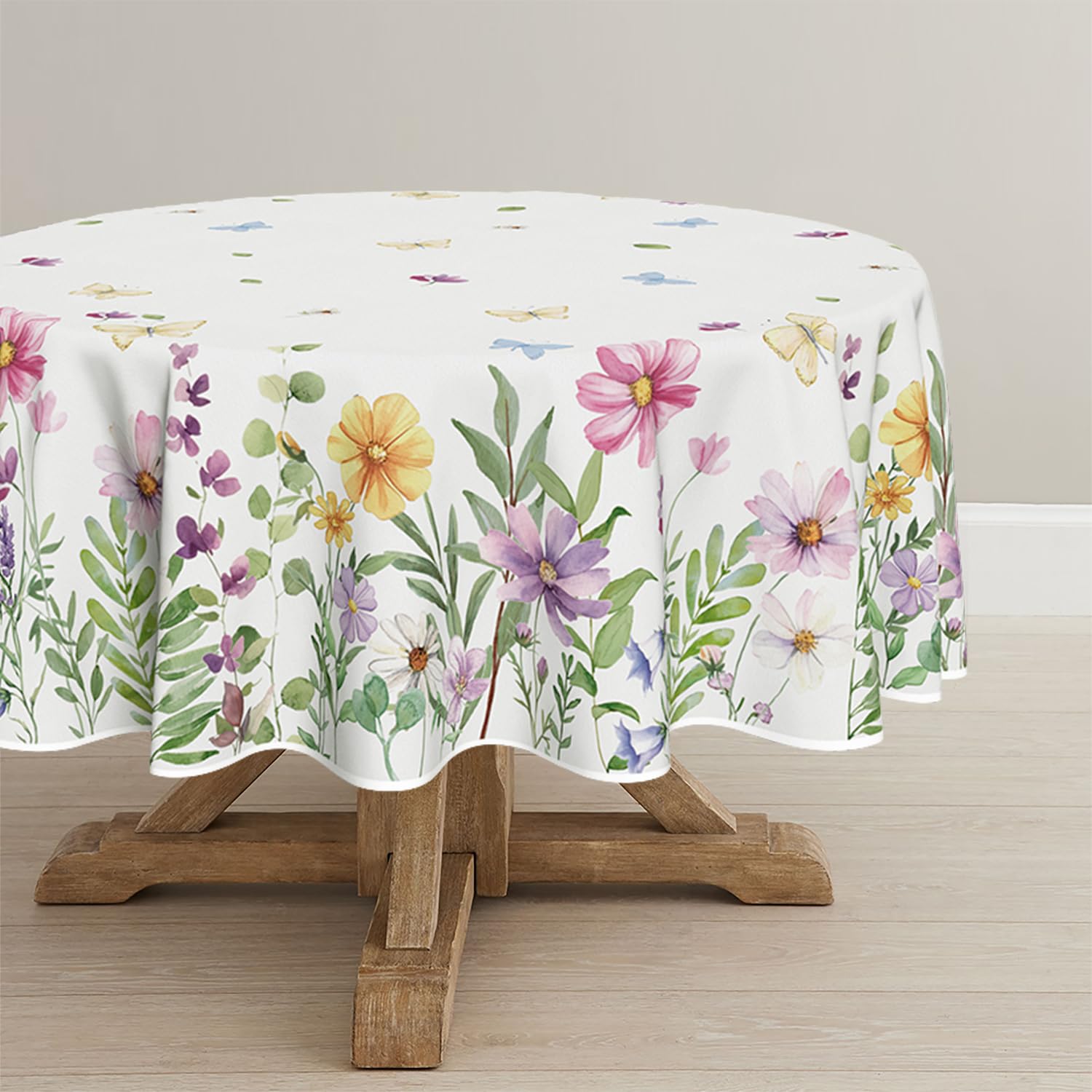 Amazon.com: Horaldaily Spring Tablecloth 90×90 Inch Round, Wildflowers ...