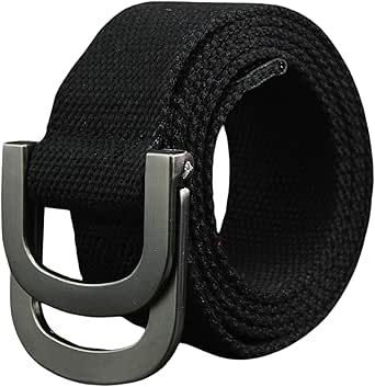 Leiskya Double D-Ring Durable Nylon Canvas Metal Buckle Web Belt ...