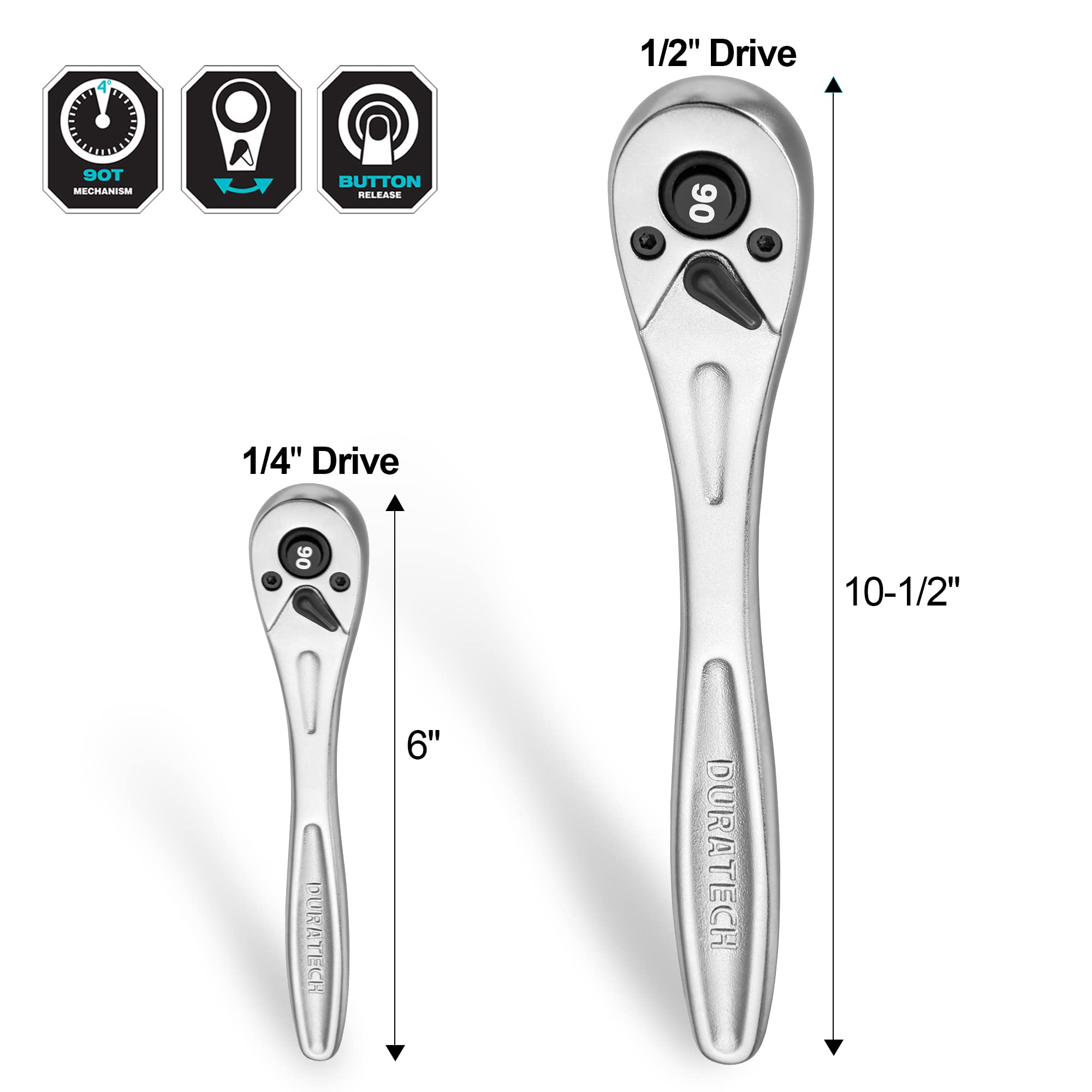 Snapklik.com : 1/4 Ratchet Handle, 90-Tooth Socket Wrench, Reversible ...