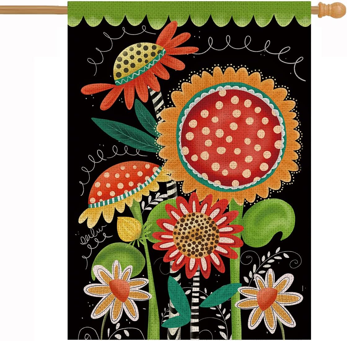 Amazon.com : Sistger Spring House Flag Sunflower Black Summer Double ...