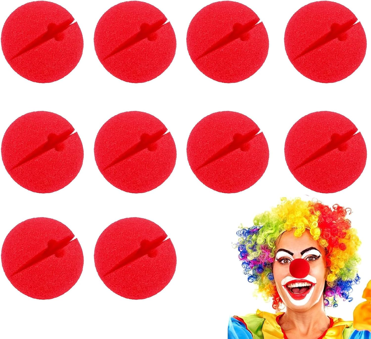 Eowppue 10 Pcs Red Sponge Clown Noses, Cosplay Foam Circus Nose ...